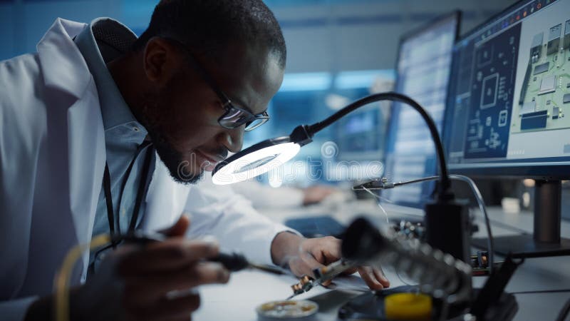 Modern Electronics Research, Development Facility: Black Male Engineer ...