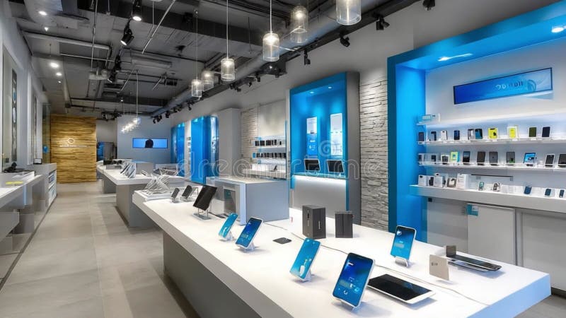 Modern Electronics Store Interior Displaying Latest Smartphones Stock ...