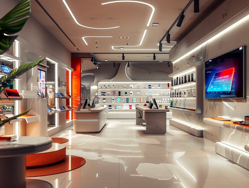 Modern Electronics Store Interior Stock Illustration - Illustration of ...