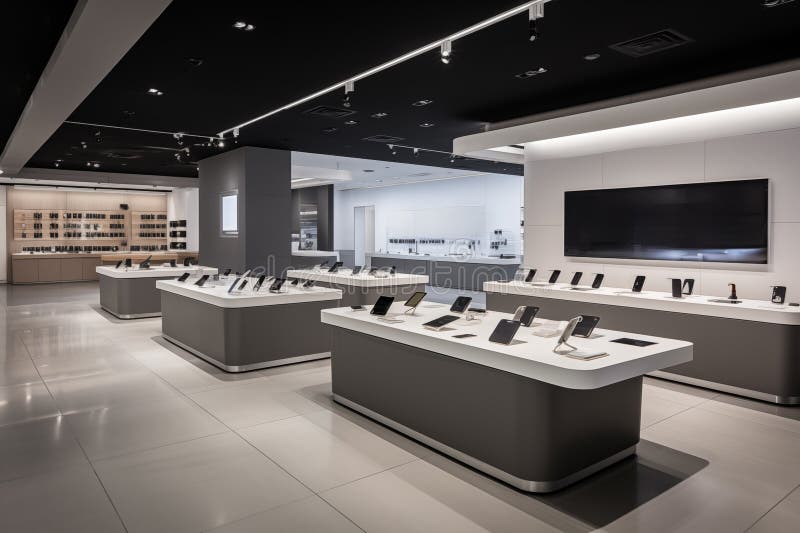 Modern Electronics Store Interior with Sleek Design and Technology ...