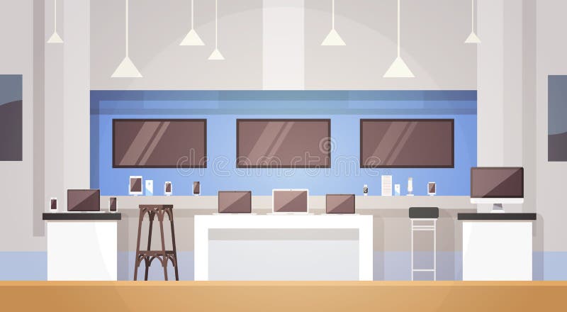Modern Electronics Store Shop Interior Banner with Copy Space Stock ...
