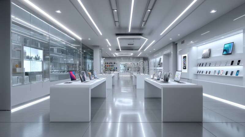 Modern Electronics Store Showcasing Cutting Edge Technology and Devices Stock Illustration ...