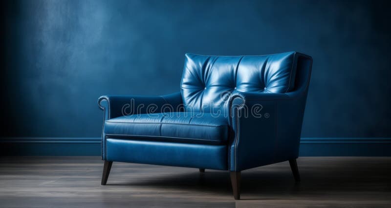 Modern Elegance - a Blue Leather Armchair in a Contemporary Setting ...