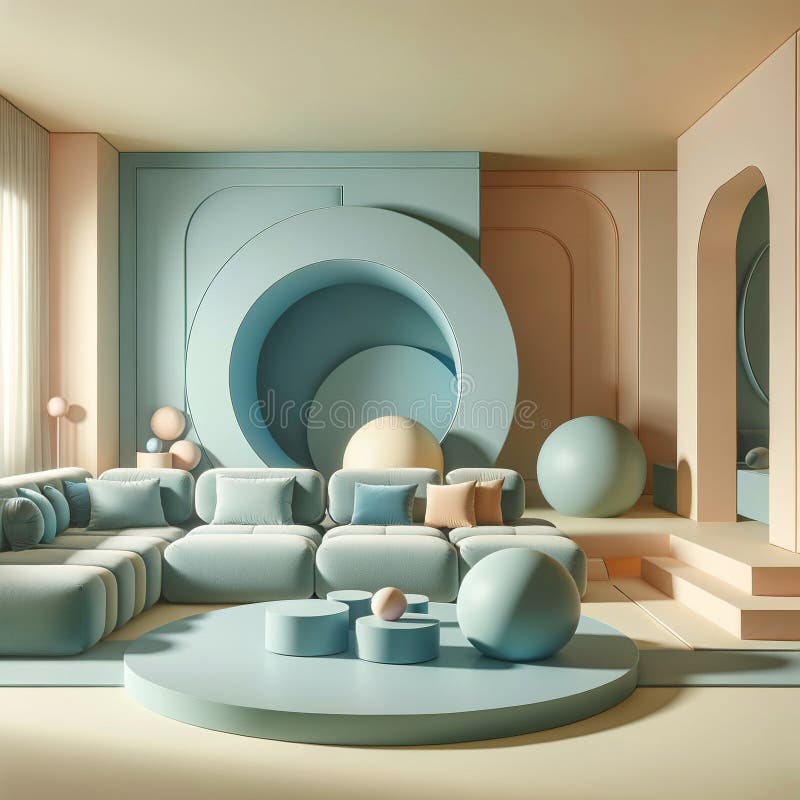 Modern Elegance, Colorful Soft Interior with Blue Modular Sofa Stock ...