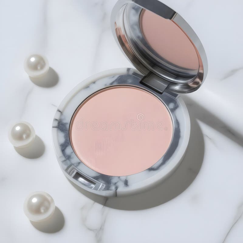 Modern Elegance Luxe Makeup Compact on White Marble with Pearl Accents ...