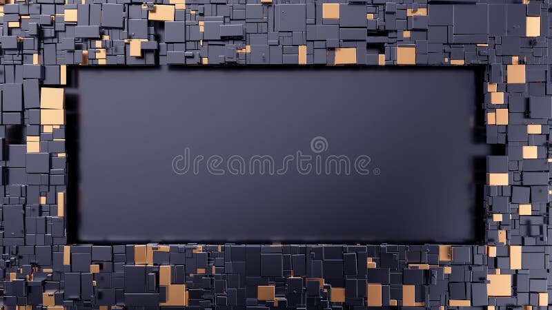 Modern Elegance: Textured Black and Gold Geometric Frame Design Stock ...