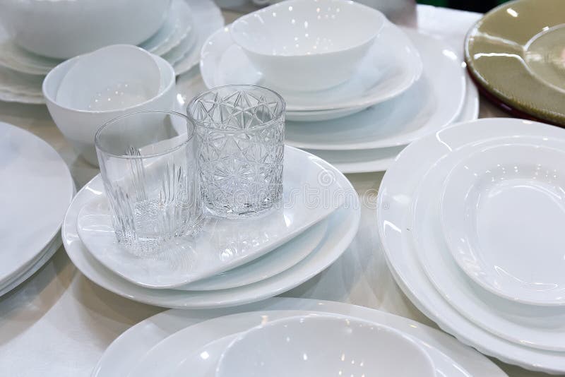 Modern Elegant Dishes on the Counter in the Store Stock Photo - Image ...