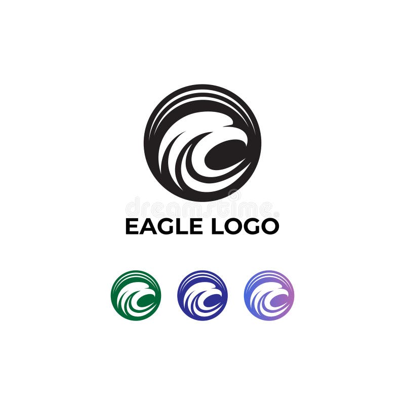 Eagle Circle Emblem Template Set Hawk Symbol Vector Illust Stock ...