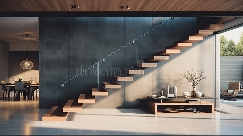 Modern Elegant L Shape Black Cement Stone Stair Landing Staircase with ...