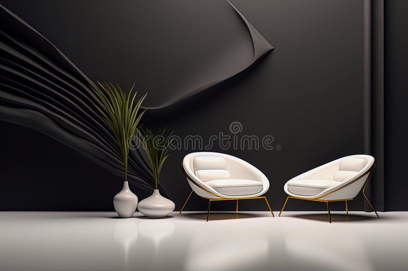 Modern, Elegant Minimalist Interior with Wave-shaped Wall, Clean Tones ...