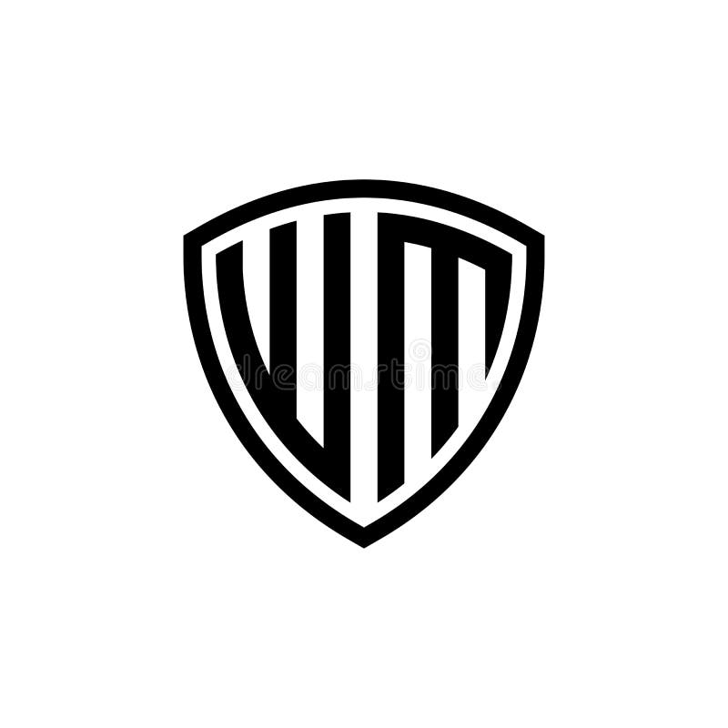 Initial Letter WM with Shield Frame Line Element Stock Illustration ...