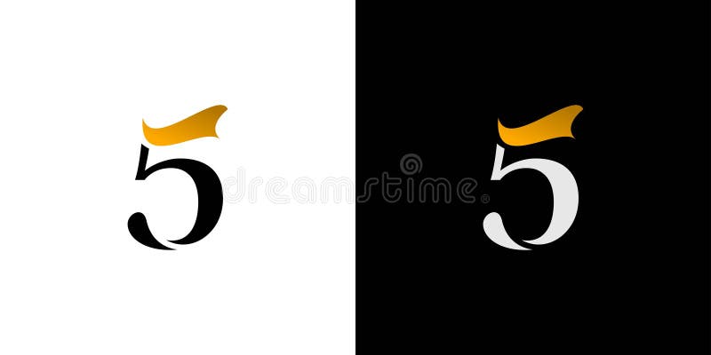 Modern and Elegant Number 5 Logo Design Stock Vector - Illustration of ...