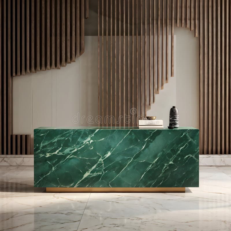 Modern Interior with a Green Marble Table, Reminiscent of a Reception ...