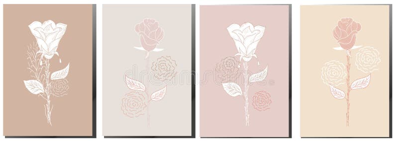 Modern Elegant Rose with Decor. for Posters, Postcards, Invitations,for ...
