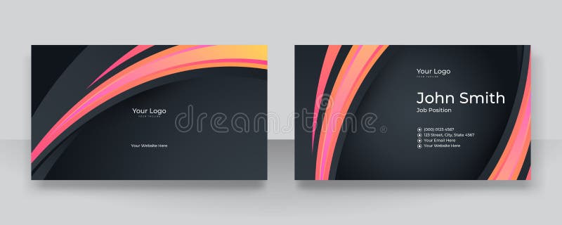 Modern Elegant Simple Black Orange Business Card Design Template Stock ...