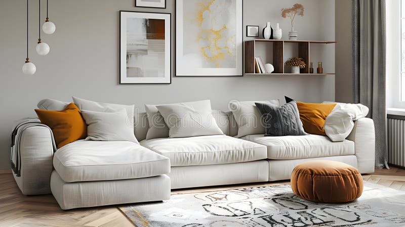 Modern Elements of Living Room Interior Design, Corner Sofas and ...