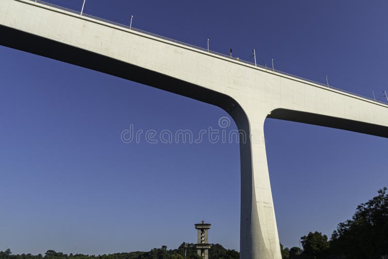 Modern Elevated Concrete Bridge Structure with Clean Architectural ...