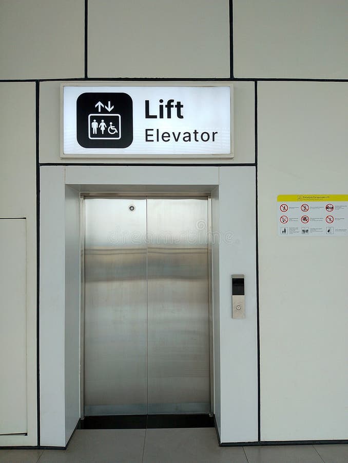Modern Elevator with Accessibility Sign and Icons Stock Photo - Image ...