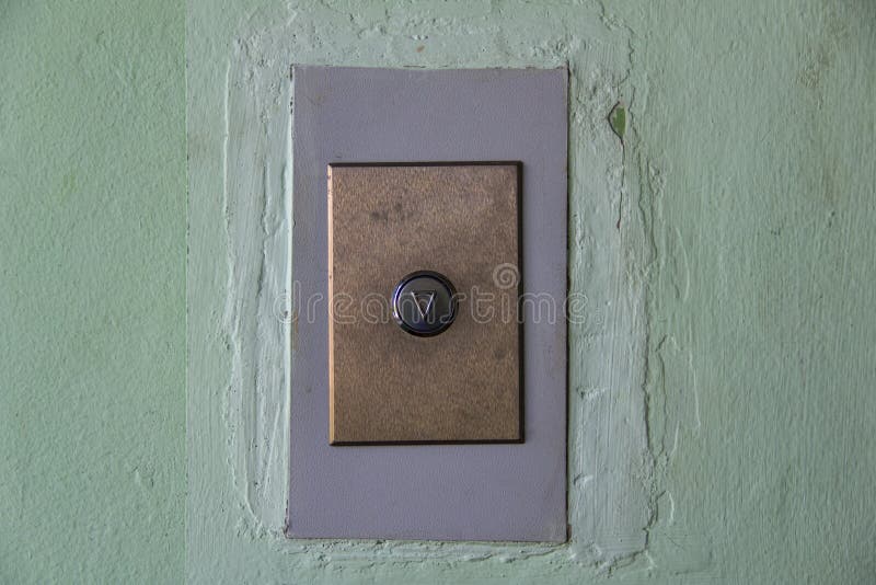 Modern Elevator Arrow Button on Old Shabby Wall Stock Image - Image of ...