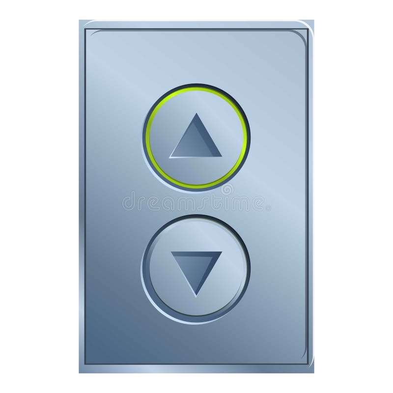 Modern Elevator Button Panel Showing Up and Down Direction with Green ...