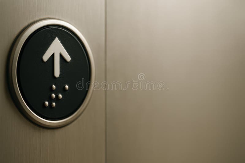Modern Elevator Button with Up Arrow and Braille Signage in a ...