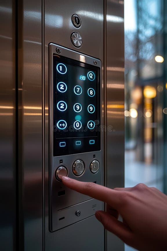 Modern Elevator Control Panel with Touch Screen and Illuminated Buttons ...