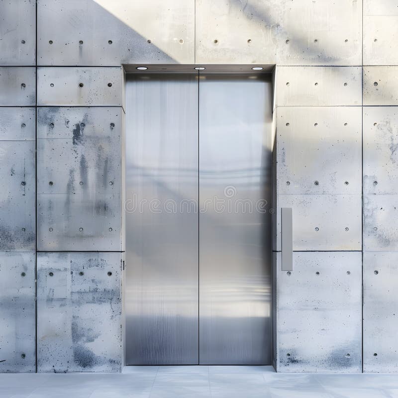 Modern Elevator Doors on Concrete Wall Stock Photo - Image of design ...
