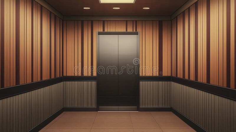 Modern Elevator Interior with Wooden Paneling Stock Image - Image of ...