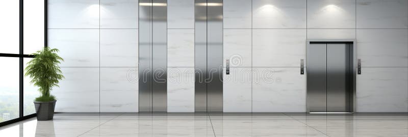 Modern Elevator Lobby with Sleek Design and Natural Light from Large ...