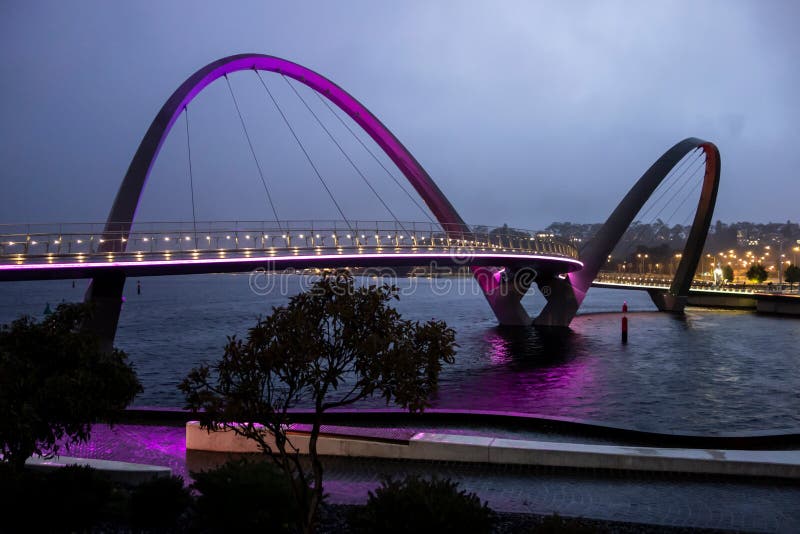 Modern Elizabeth Quay Bridge at Evening Cloudy Rainy Weather Across ... Modern Elizabeth Quay Bridge at Evening Cloudy Rainy Weather Across ...