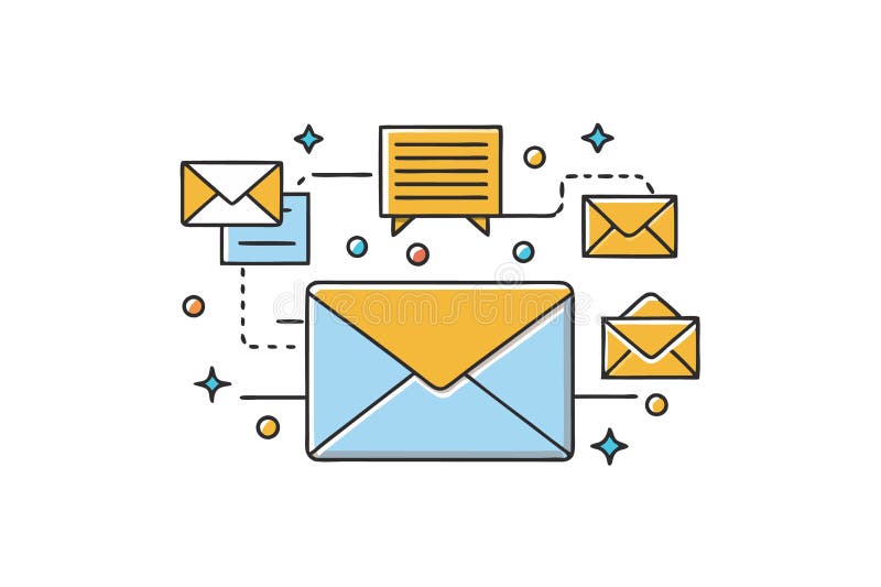 Modern Email Communication Icon Collection Featuring Envelopes ...