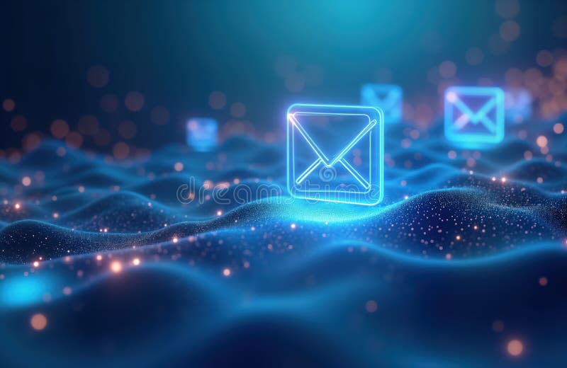 Modern Email Interface Design. Sleek Tech Platform with Vibrant Blue ...