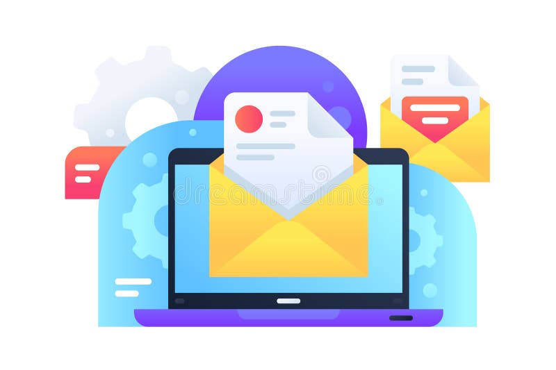 Modern Email Marketing Delivery Ad for Spread of Information. Stock ...