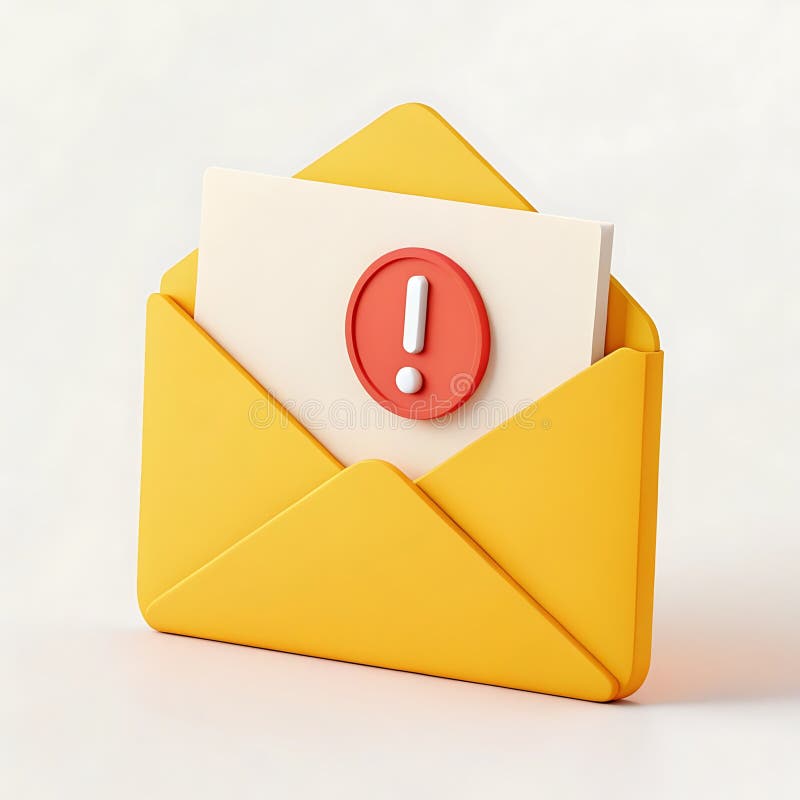 Modern Email Notification Icon with Exclamation Mark Stock Illustration ...