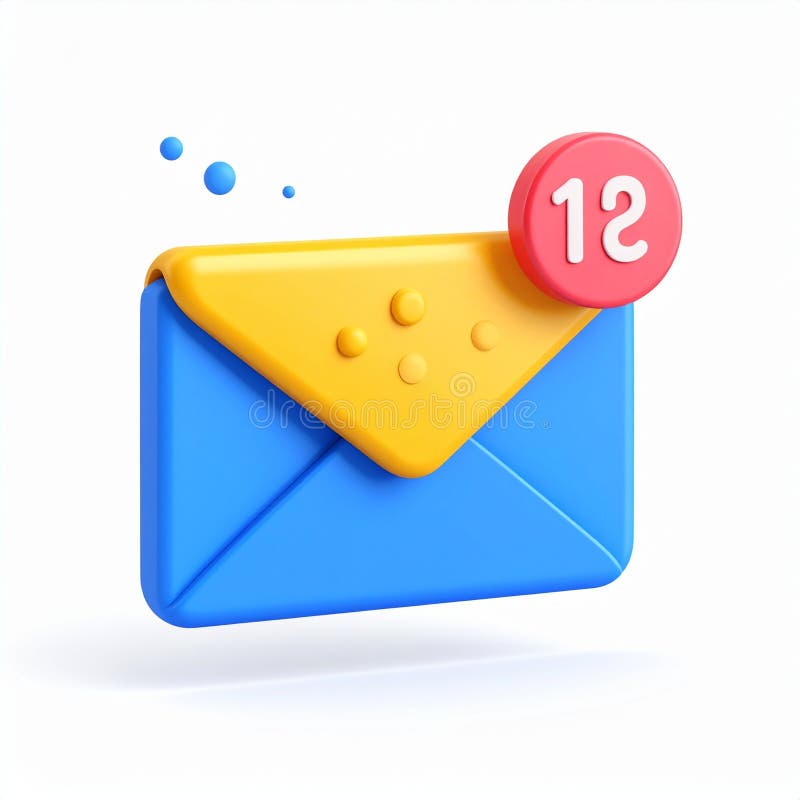 Modern Email Notification Icon with Number Badge Stock Illustration ...