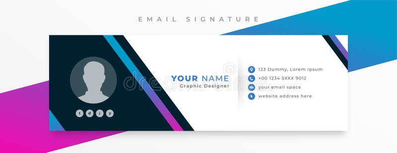 Modern Email Signature Card Template with Social Media Profile Stock ...