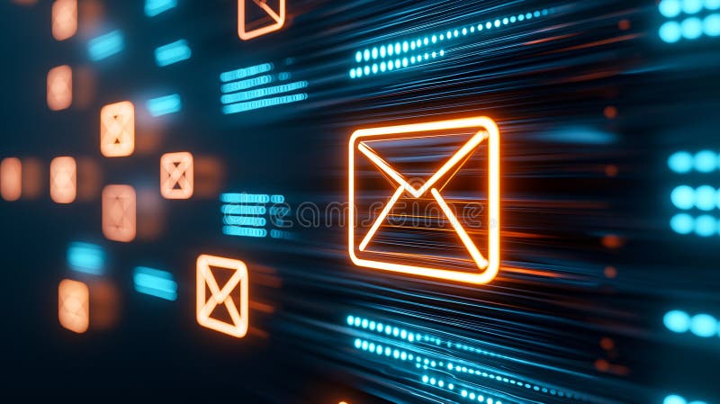 Modern Email System with Data Flows Represented Visually, Showcasing ...