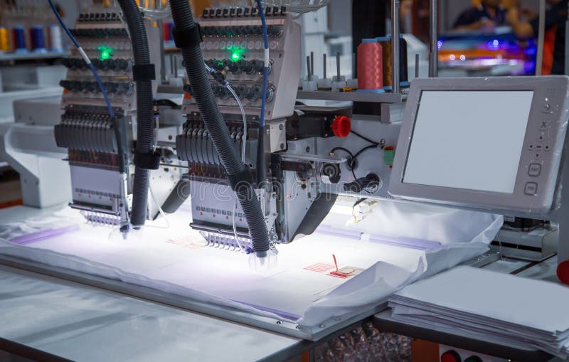 Modern Computer Programmable Embroidery Machine Stock Photo - Image of ...