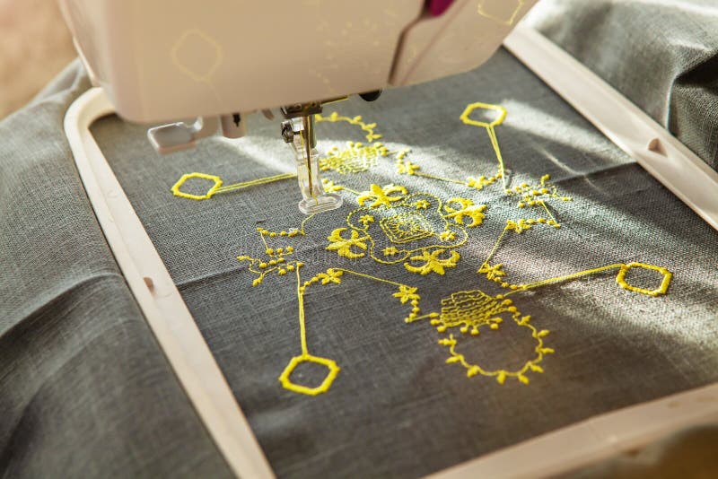 A Modern Embroidery Machine Creates an Abstract Pattern. Stock Image ...