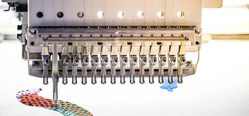 Modern embroidery machine stock photo. Image of factory - 238716200