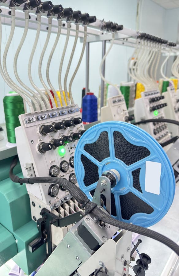 Modern Embroidery Production Machine with Sequins Stock Photo - Image ...