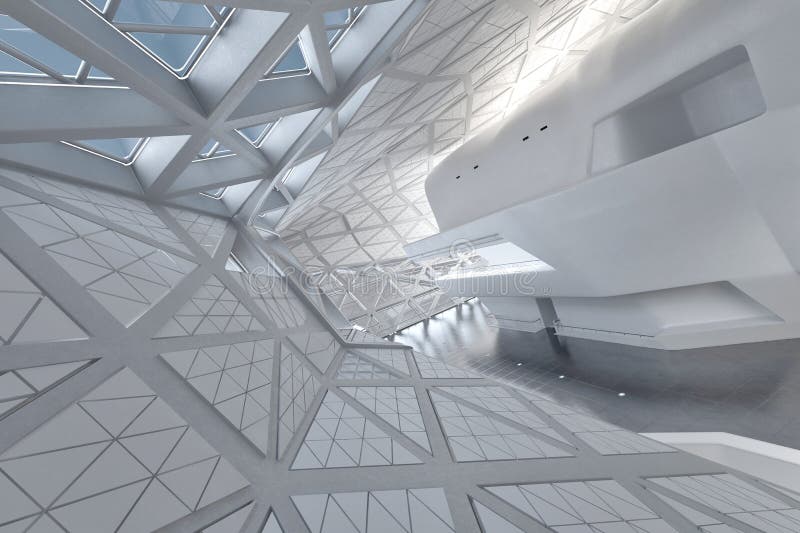 Modern Empty Atrium or Hall Interior Stock Image - Image of highkey ...