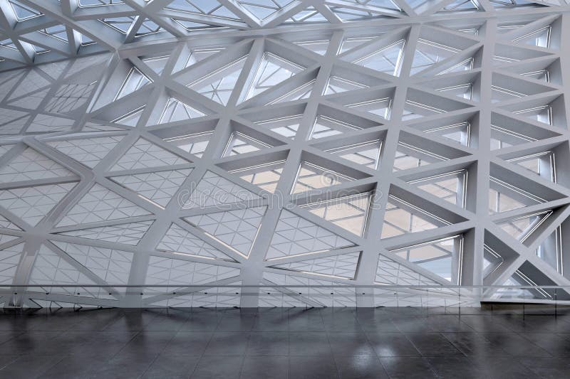 Modern Empty Atrium or Hall Interior Stock Image - Image of geometric ...