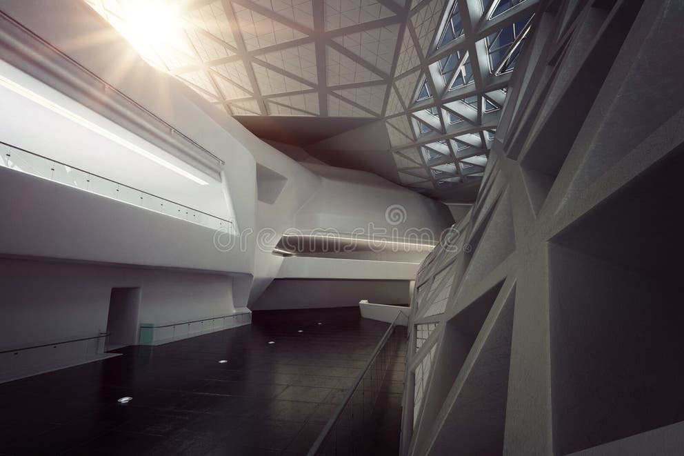 Modern Empty Atrium or Hall Interior Stock Photo - Image of station ...