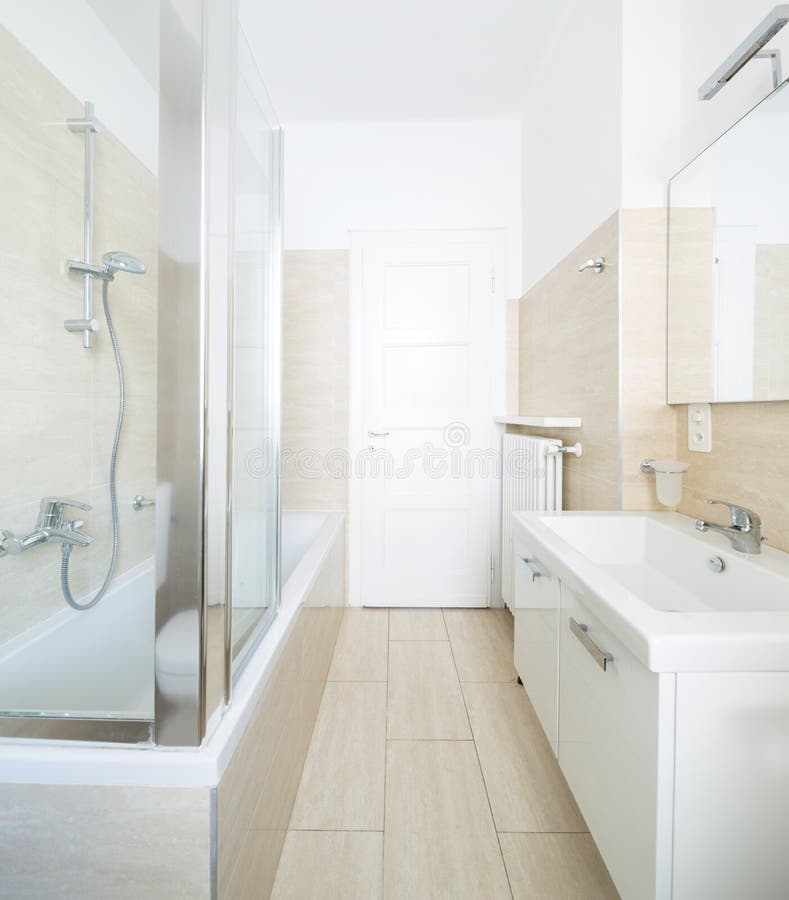 New and Clean Bathroom after Renovation Stock Image - Image of inside ...