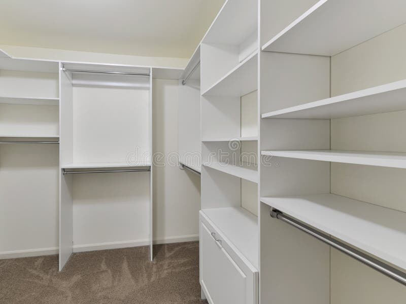 Modern Empty Bedroom Closet Interior Stock Image - Image of clean ...
