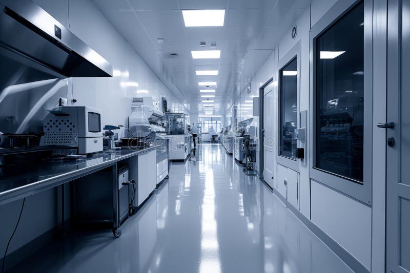 Modern Empty Biological Applied Science Laboratory with Microscopes ...