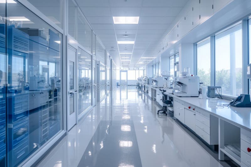 Modern Empty Biological Applied Science Laboratory with Microscopes ...