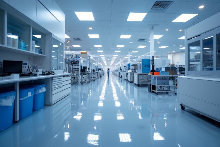 Modern Empty Biological Applied Science Laboratory with Microscopes ...