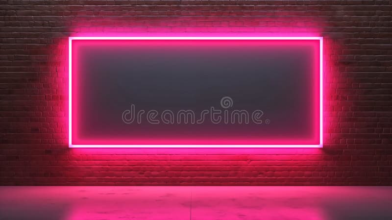 Modern Empty Blank Neon Sign Frame Template at Modern Reception Stock ...